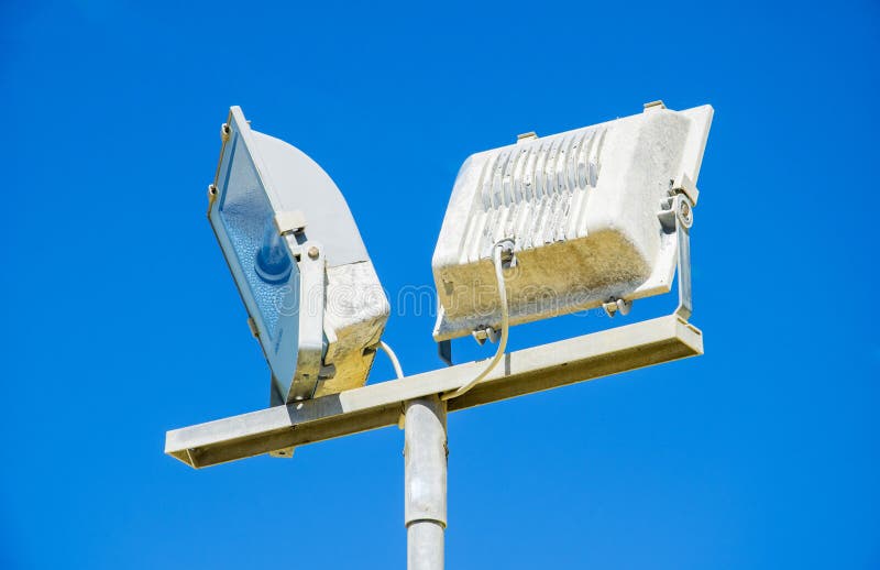 Spotlight Tower Against Blue Sky. Stock Photo - Image of arena, modern ...