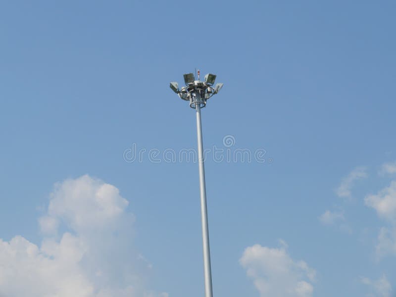 Spotlight Tower on Clear Blue Sky Stock Photo - Image of electricity ...