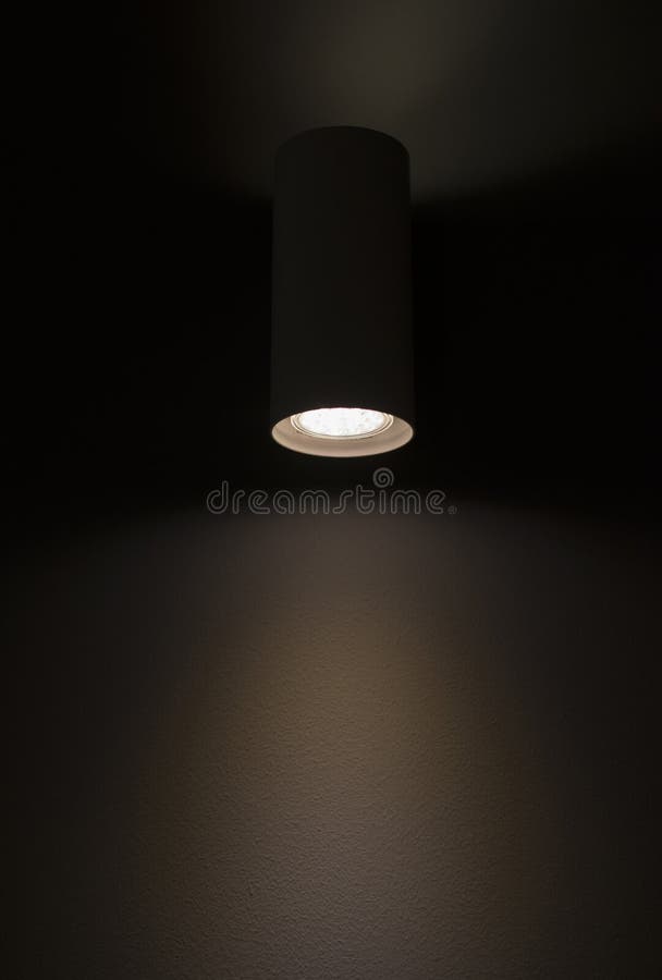 Spotlight on the Wall, Light and Shadow in the Dark Stock Image - Image ...