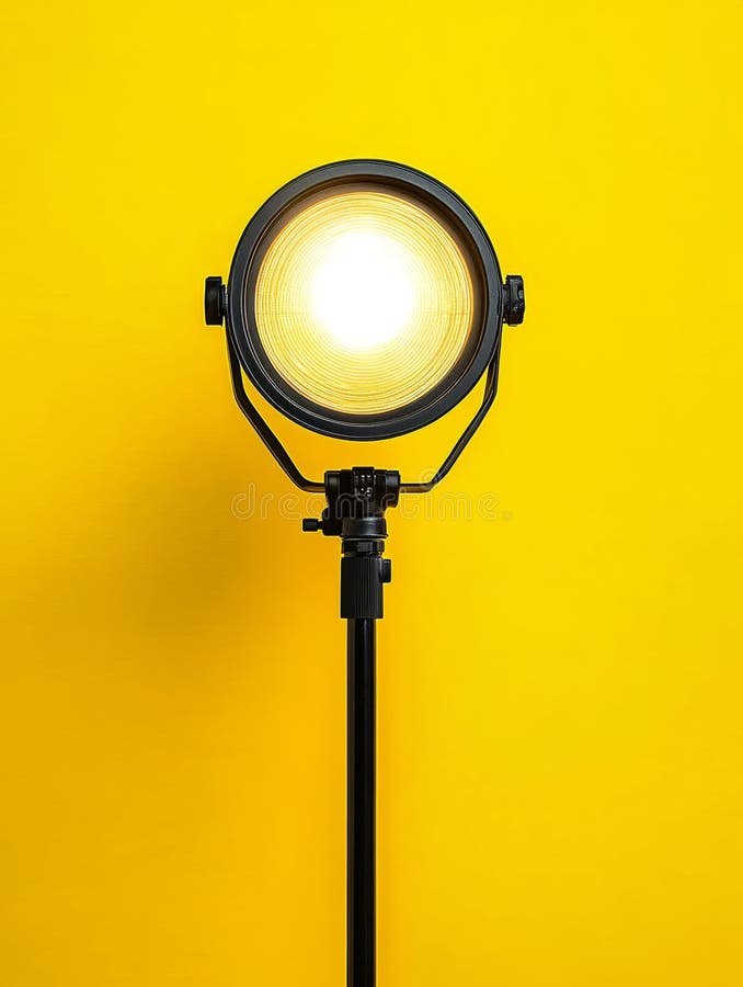 Spotlight on a Yellow Background Stock Photo - Image of focus, studio ...