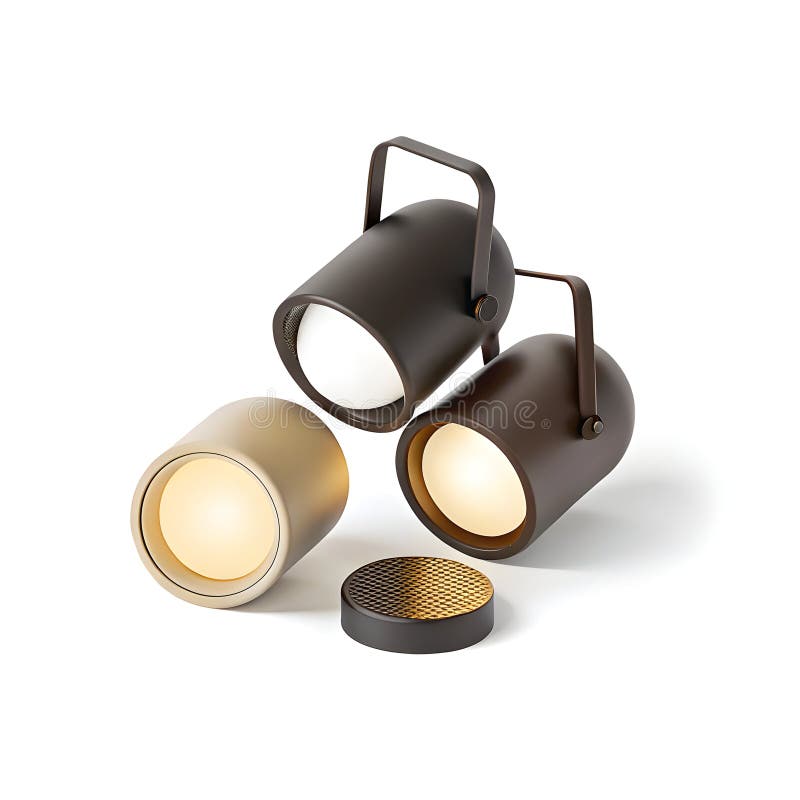 Spotlights with Adjustable Heads and Textured Base Stock Illustration ...