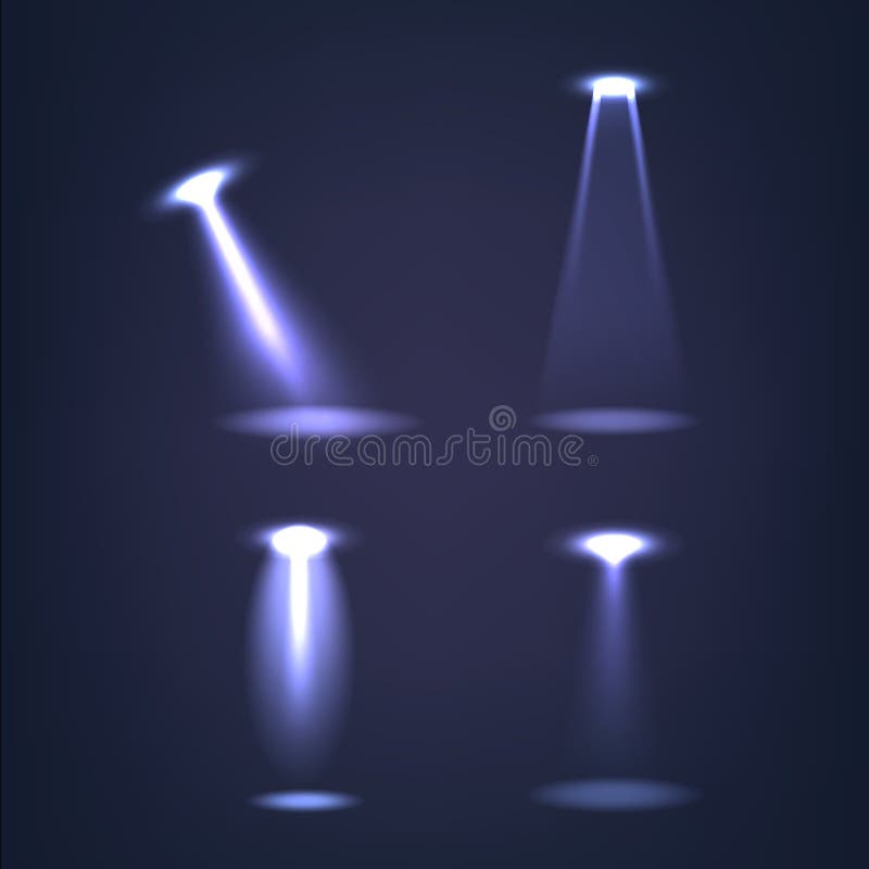 Spotlights Beams Realistic 3d Vector Set. Focus Light Highlight ...