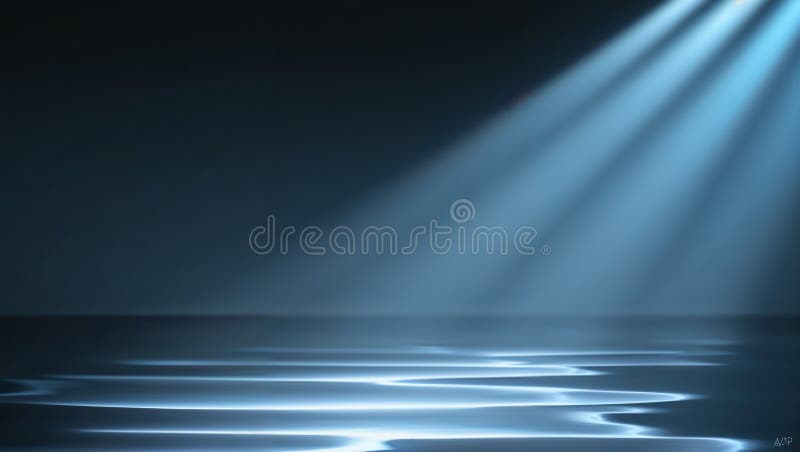 Spotlights Create Dramatic Effect on Water Surface Reflections Stock ...
