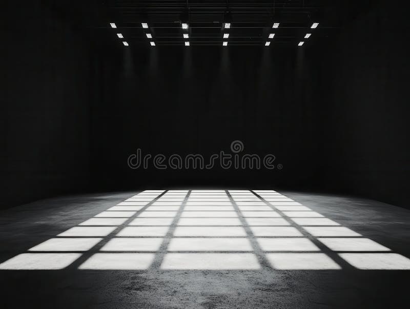 Spotlights Creating a Grid of Light on the Stage, Monochrome, Sharp ...