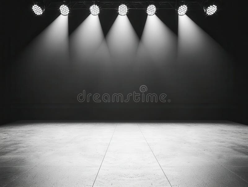 Spotlights Creating a Grid of Light on the Stage, Monochrome, Sharp ...