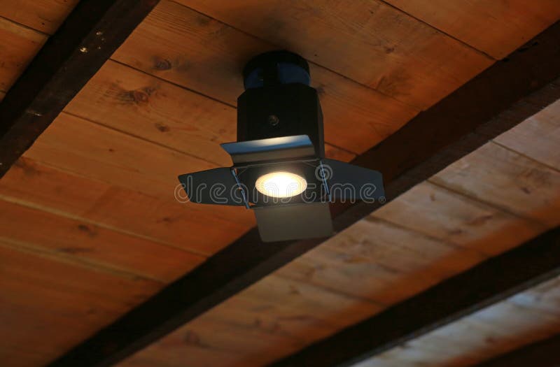 Spotlights Hanging from Ceiling Stock Image - Image of banner ...
