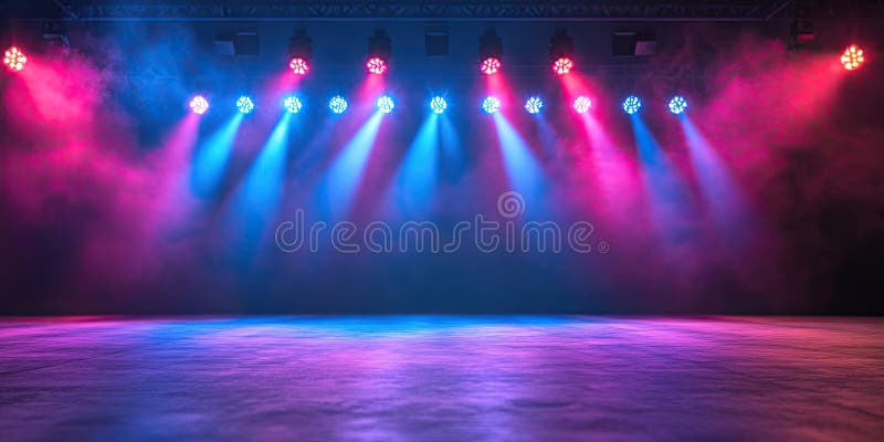 Spotlights Illuminate Colorful Backdrop of Blurred Lights Background ...