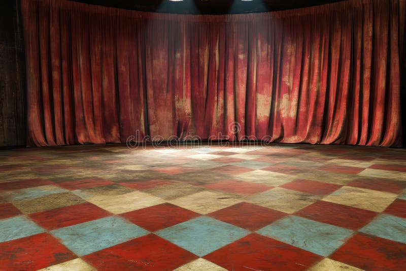 Spotlights Illuminate an Empty Vintage Circus Stage, Which is Decorated ...