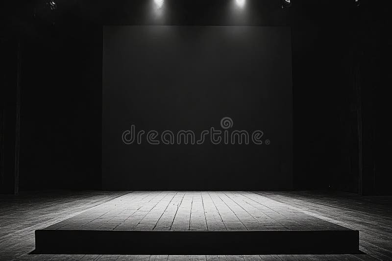 Spotlights Illuminating an Empty Stage in a Dark Theater, Ready for a ...