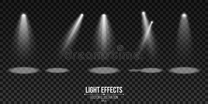 Spotlights Isolated on a Dark Transparent Background. a Set of Light ...