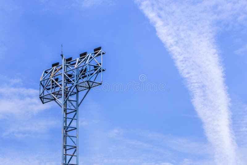 Spotlights Pillar in Stadium Stock Image - Image of halogen, large ...