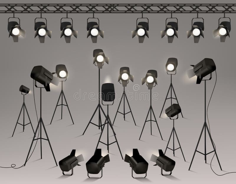Spotlights Realistic Transparent Collection Stock Vector - Illustration ...
