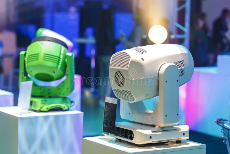 Spotlights Rotating Heads Exhibition Sample on a Stand. Stock Photo ...