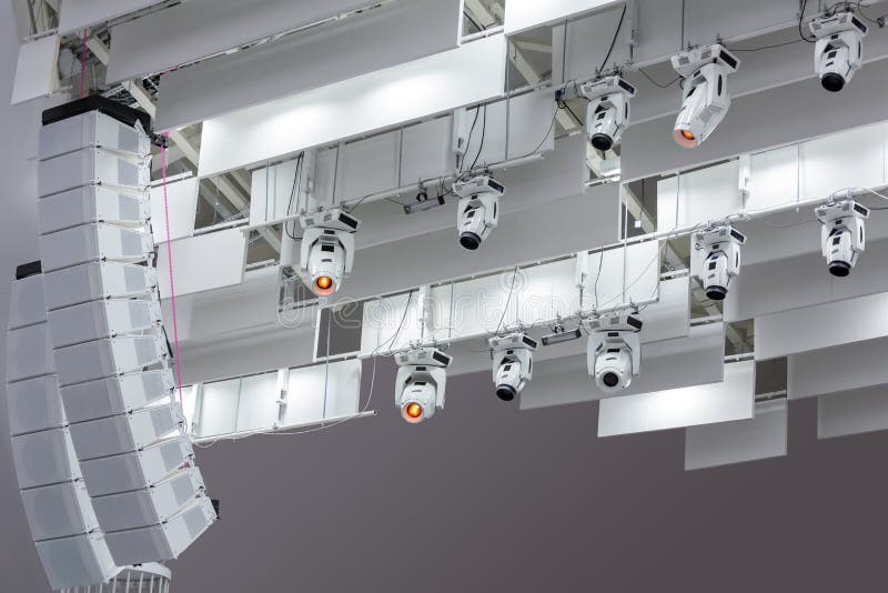 Spotlights and speakers stock image. Image of stage, equipment - 28987075