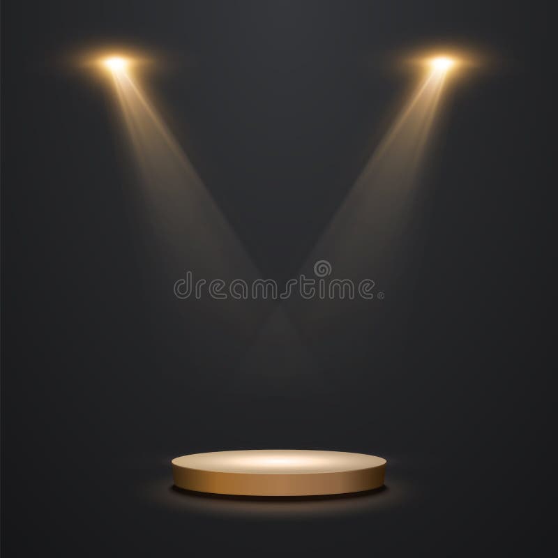 Spotlights with Stage. Gold Light Vector Effect Stock Vector ...