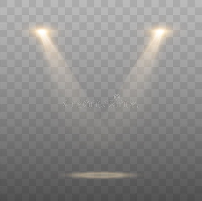 Spotlights with Stage. Gold Light Vector Effect Stock Vector ...