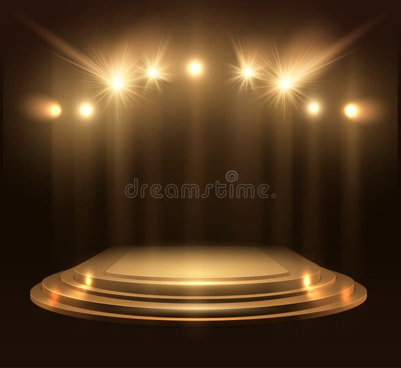 Spotlights with Stage. Gold Light Vector Effect Stock Vector ...