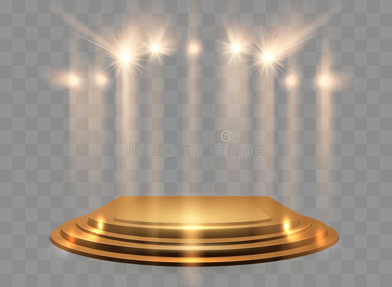 Spotlights with Stage. Gold Light Vector Effect Stock Vector ...
