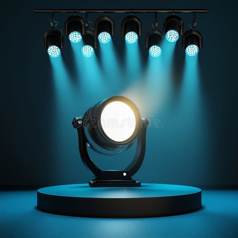 Spotlights on Stage. Stage Backdrop with Spotlights. Vector ...