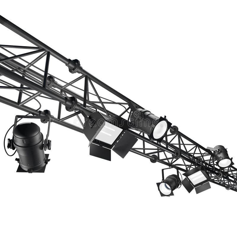 Spotlights in the Studio or Hanging Floodlight or Soffits Stock ...