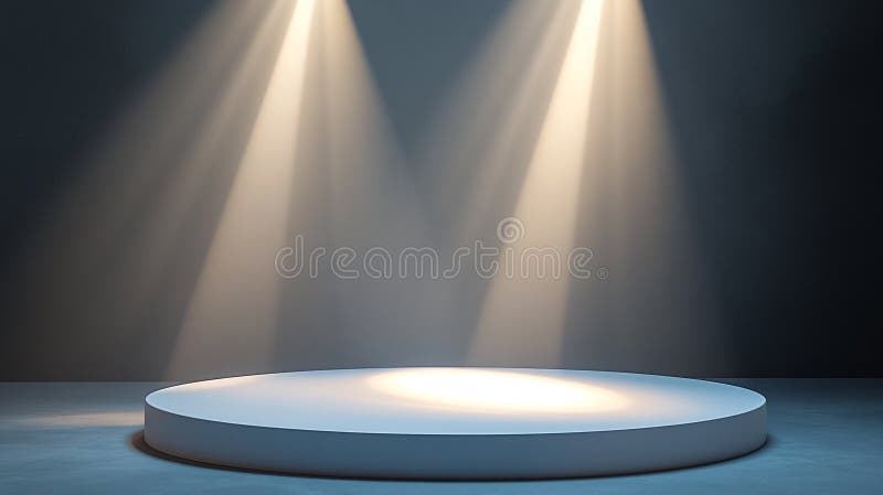 Spotlit Circular Stage with Dramatic Lighting in a Dark Environment ...