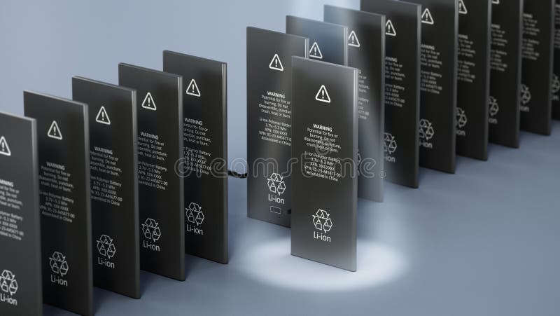 Spotlit Spare Smartphone Battery Standing Out among the Crowd. 3D ...