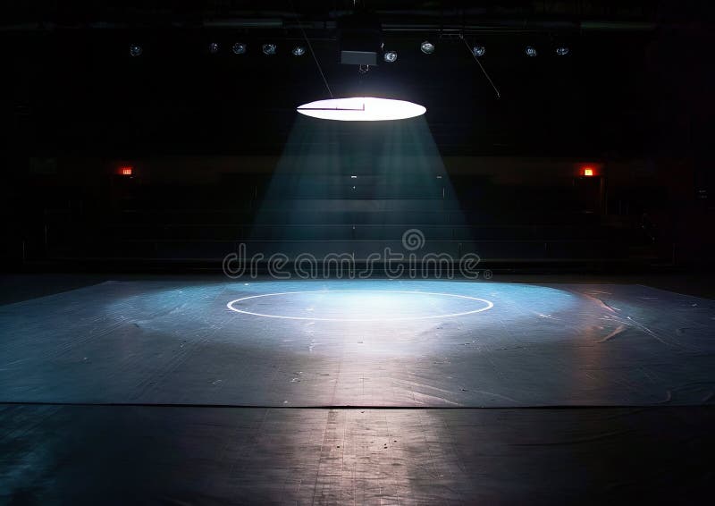 Spotlit Wrestling Mat in an Empty Arena. Generative Ai Stock ...