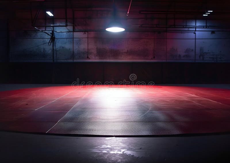 Spotlit Wrestling Mat in an Empty Arena. Generative Ai Stock ...