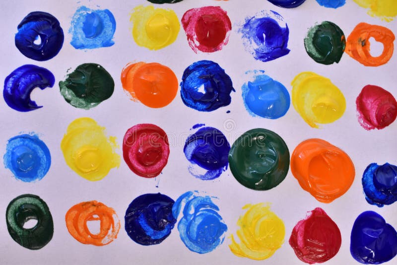 Spots of Acrylic Paint on a White Sheet. Stock Image - Image of drawing ...