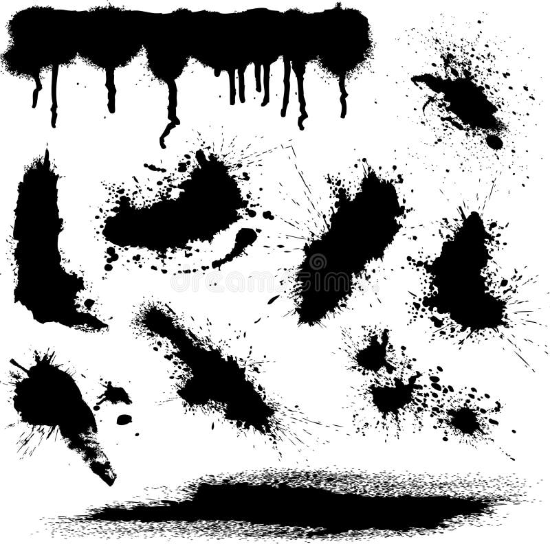 Ink Blotches and Symbols stock vector. Illustration of drops - 2498747