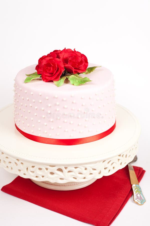 Spotted Cake with Red Roses Stock Image - Image of decoration, sugar ...