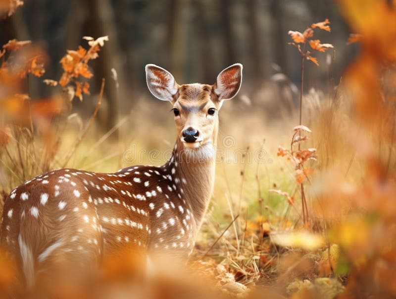 Spotted Dear on a Meadow Made with Generative AI Illustration Stock ...