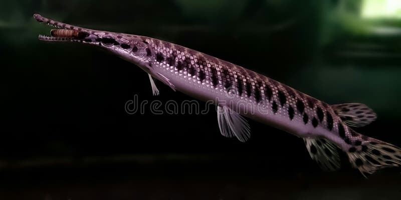 Spotted Gar Fish Eating Super Worm Stock Photo - Image of lurking ...