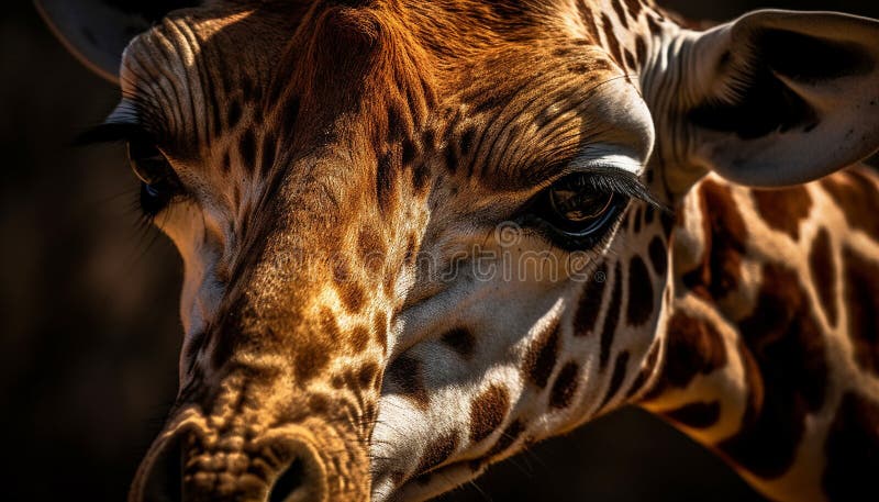 Spotted Giraffe Cute Portrait, Focus on Nose and Fur Generated by AI ...