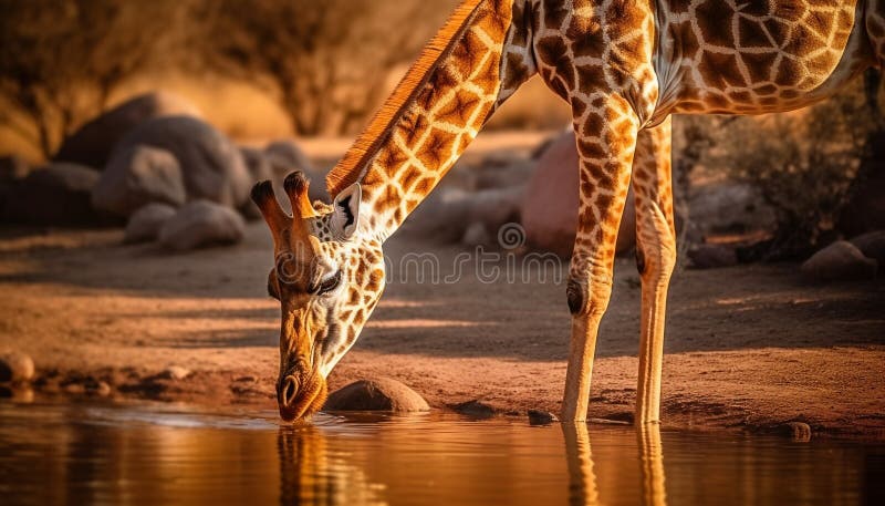 A Spotted Giraffe Standing in the Sunset, a Wildlife Beauty Generated ...