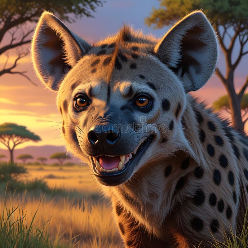 Spotted Hyena Created with Generative AI. Spotted Hyena in the Morning ...