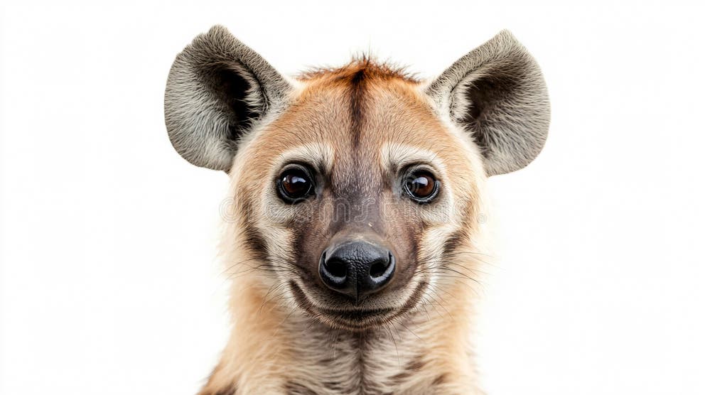 Spotted Hyena Portrait Isolated on White Background Stock Image - Image ...