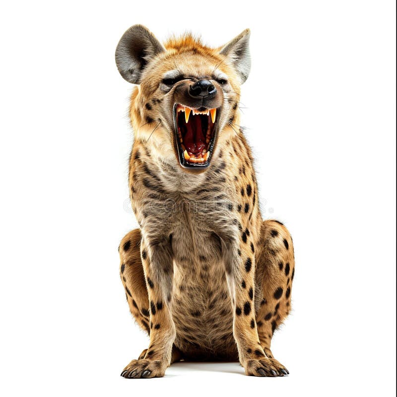 Spotted Hyena Snarling Aggressively Isolated on White. Generative Ai ...