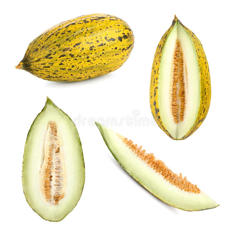 Spotted Melon Cut in 4 Different Shapes Stock Image - Image of ...