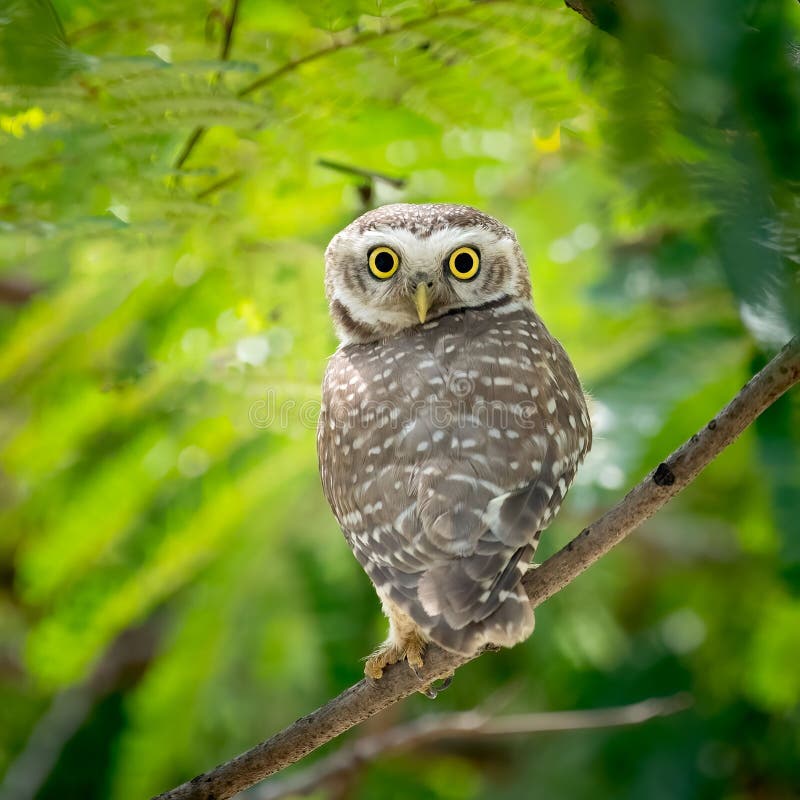 Spotted Owl with Neck Turning Stock Photo - Image of wildlife, bird ...