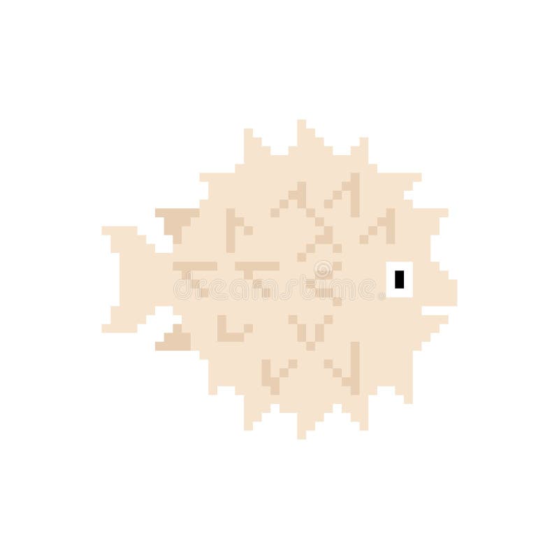 Pixel Art Puffer Fish Design Stock Vector - Illustration of animal ...