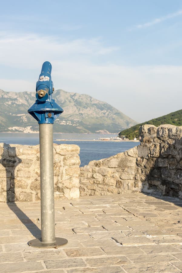 Spotting Scope Pipe on the Beach in Budva Stock Photo - Image of hand ...