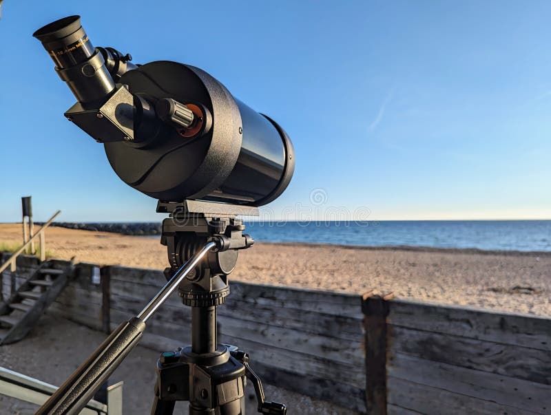 Spotting Scope Watching Ships and Birds Stock Photo - Image of moon ...