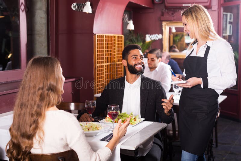 Spouses Having Date in Restaurant Stock Photo - Image of black ...