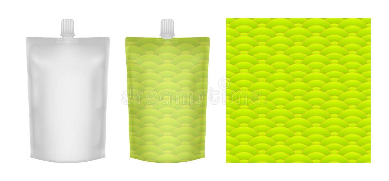 Spouted Pouch - Blank Mockup Template. Purple Pattern for Packaging ...