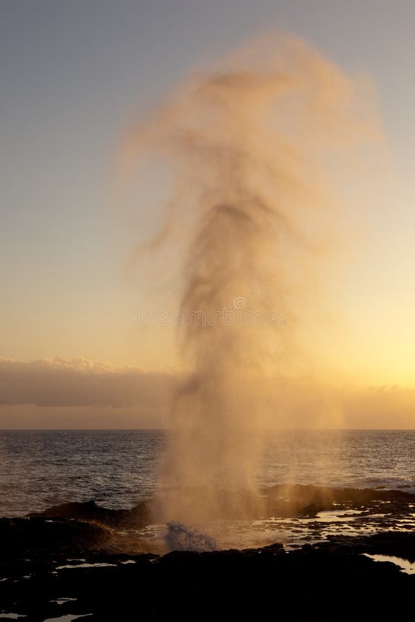 Spouting Horn Off Poipu in Kauai Stock Image - Image of rock ...