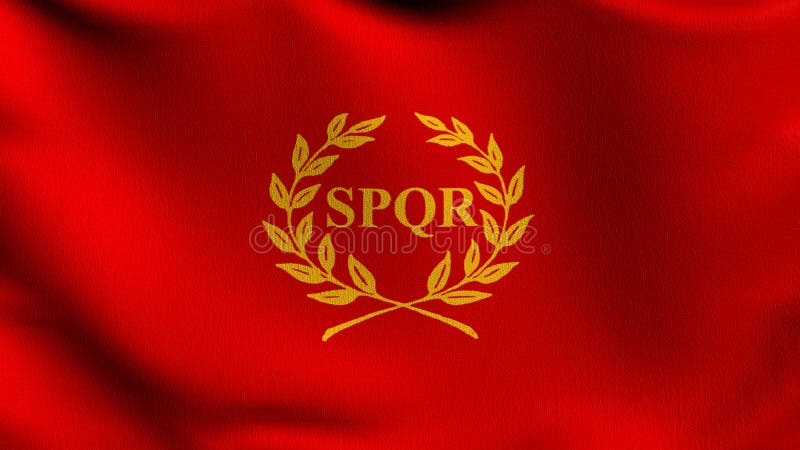 SPQR Flag Blowing in the Wind. 3D Rendering Illustration of Waving Sign ...