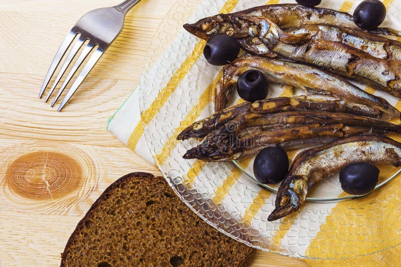 Sprats and Bread on a Plate Stock Photo - Image of healthy, sardine ...