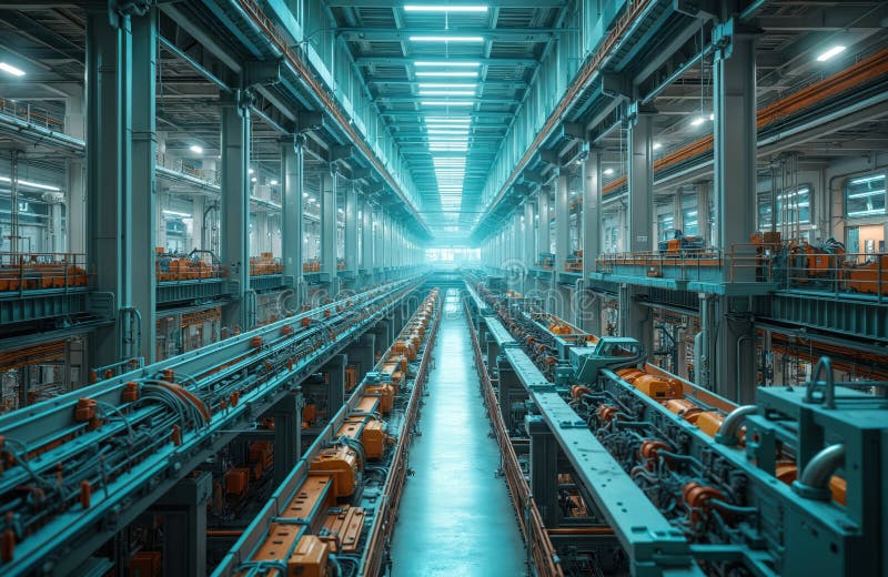 Sprawling Industrial Building with Interconnected Machines, Extensive ...