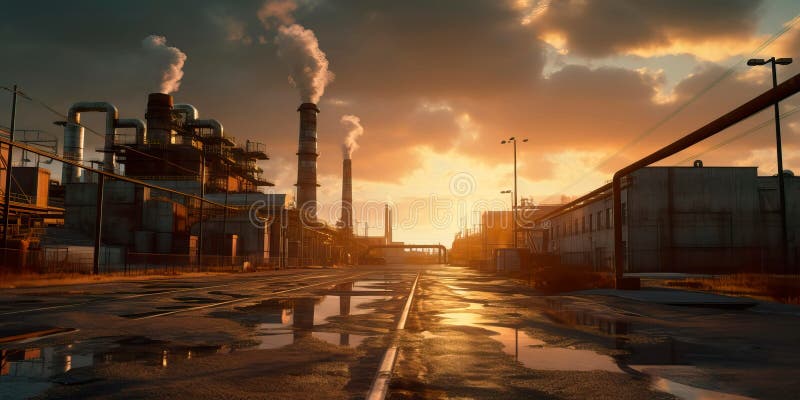 Sprawling Industrial Complex with Factories, Warehouses, and a Web of ...